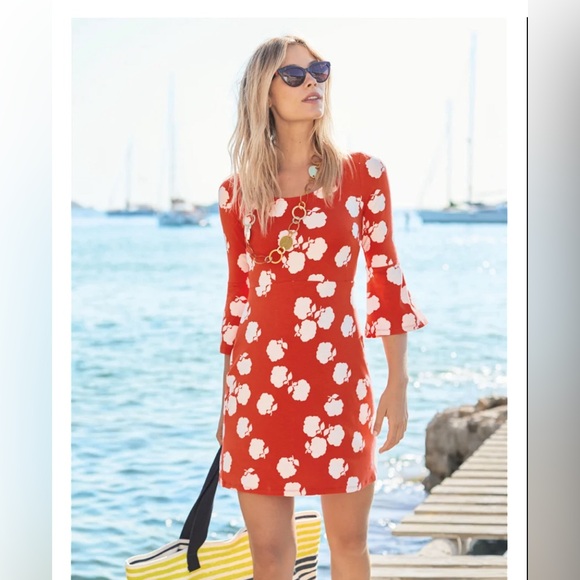 Boden | Dresses | Boden Miriam Jersey Tunic Orange Floral 6l Long ...